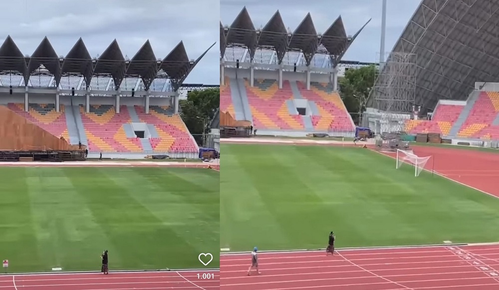 Viral, Diduga Ada Mbak Rara Pawang Hujan Beraksi di Stadion Lhong Raya